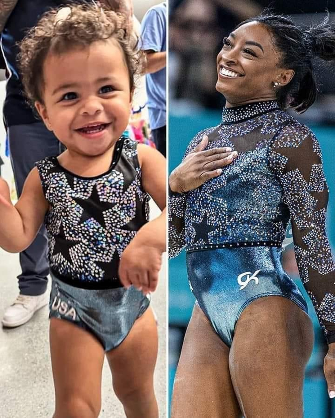 Simone Biles' niece cheered on her aunt in matching leotard during ...